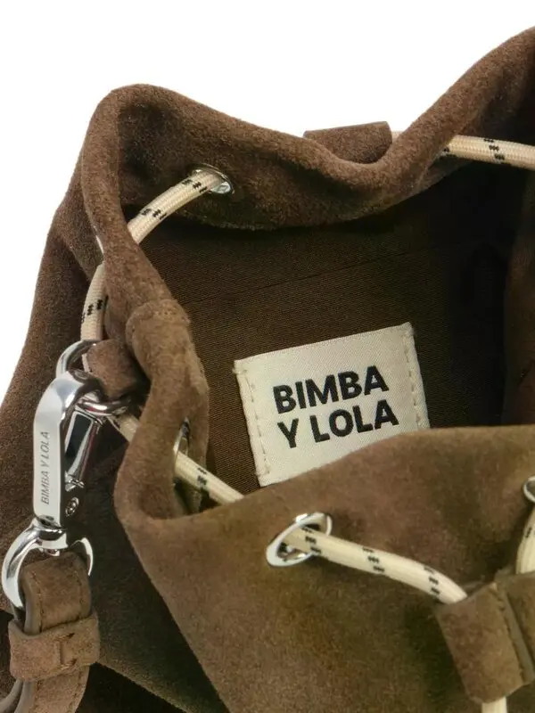 Bimba Y Lola Dark Khaki Cotton And Split Bucket Bag