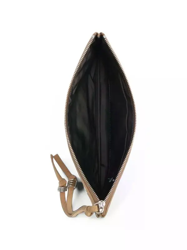 Bimba Y Lola Medium Beige Leather Zip Make-up Clutch - Neutrals