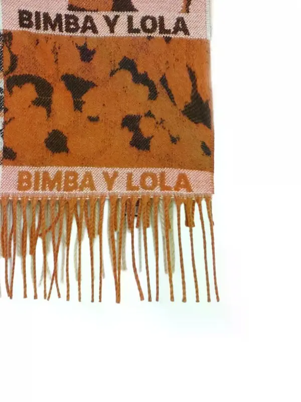 Bimba Y Lola Shawl With Animal Print Stripes And Burnt Logos