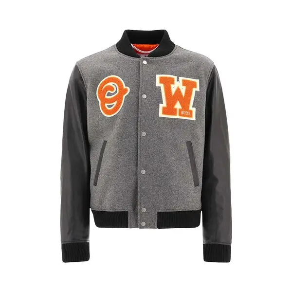 Off-White Logo Lettering Bomber Jacket /grey - Black