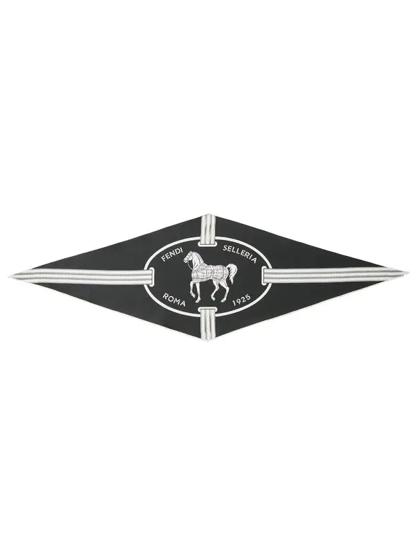 Fendi Printed Silk Selleria Scarf - Black