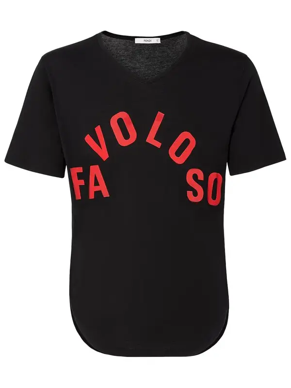 Fendi Cotton T-shirt With Favoloso Print - Black