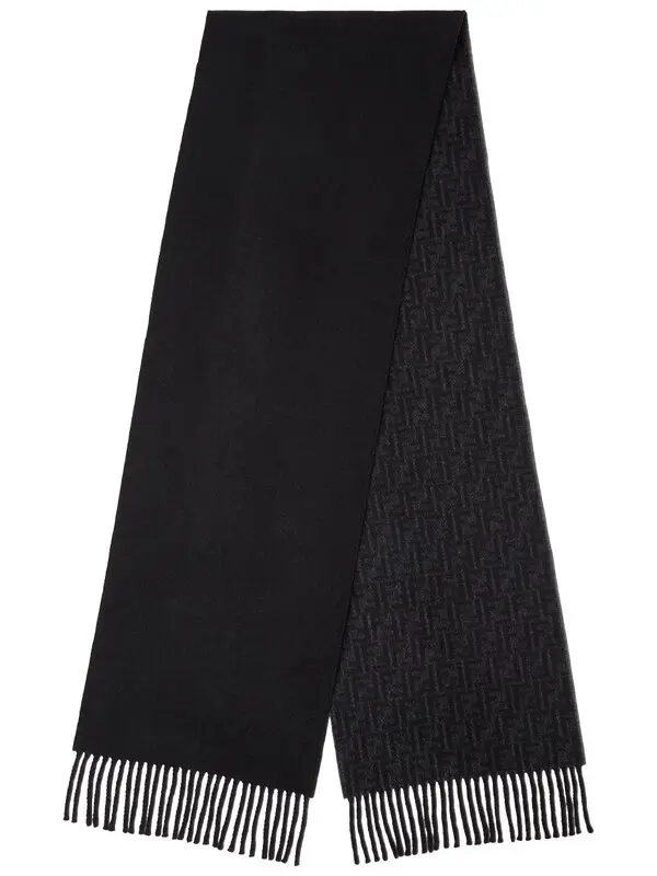 Fendi Wool And Cashmere Scarf Ff Zucca - Black