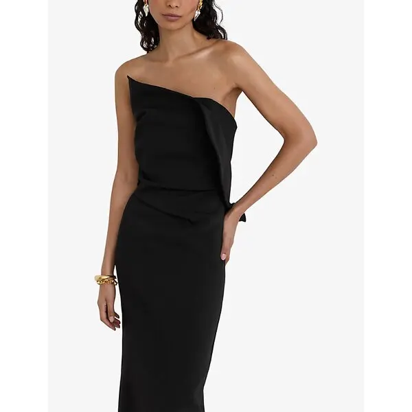 REISS Dasha Structured Strapless Stretch-velvet Midi Dress