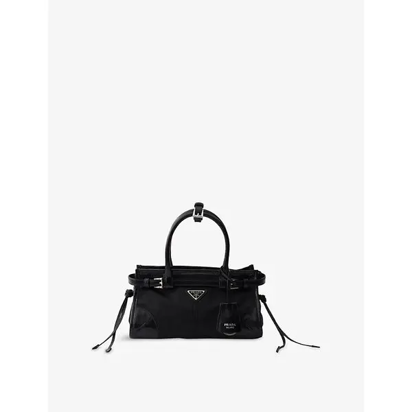 Prada Bonnie Small Re-nylon And Leather Top Handle Bag - Black