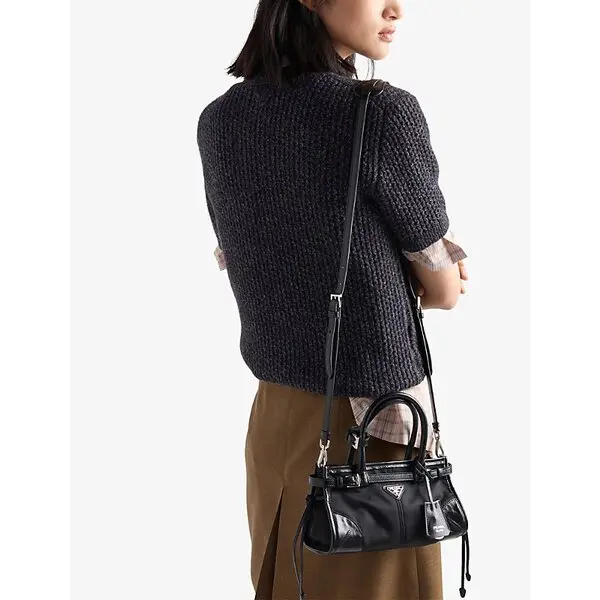 Prada Bonnie Small Re-nylon And Leather Top Handle Bag