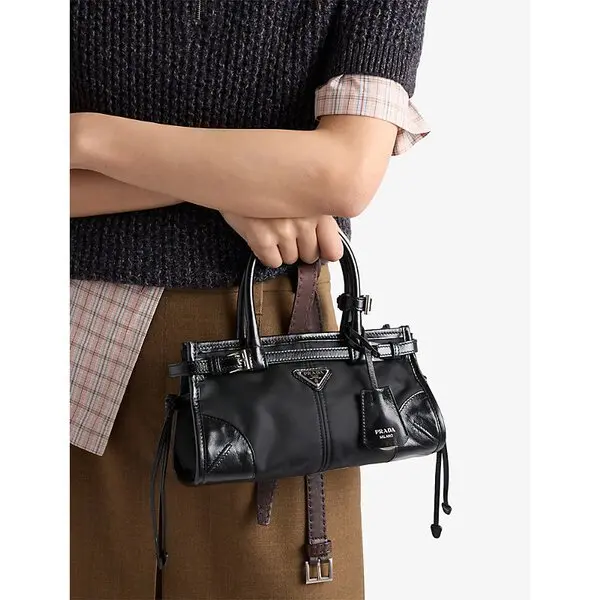 Prada Bonnie Small Re-nylon And Leather Top Handle Bag