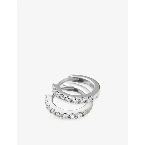 MISSOMA Classic 9ct Solid White Gold 0.21ct Diamond Huggies