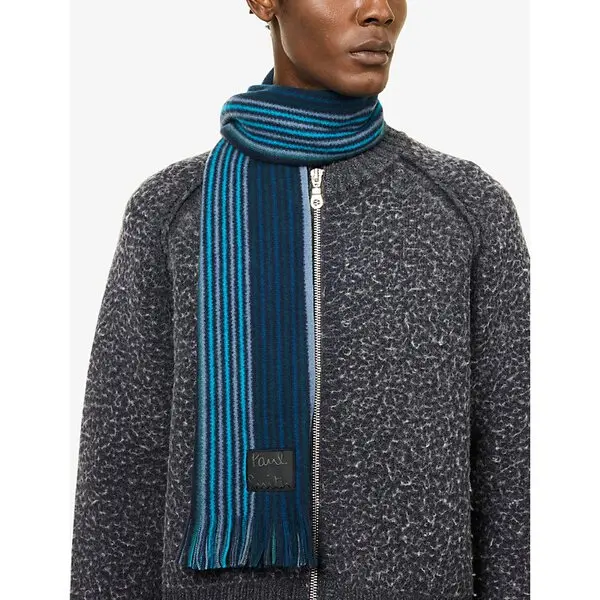 Paul Smith Striped Double-sided Wool Scarf