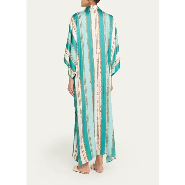 La Blanca Wrena Belt Striped Maxi Shirtdress Coverup