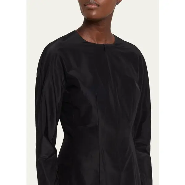 THE ROW Elione Long-sleeve Silk Taffeta Top