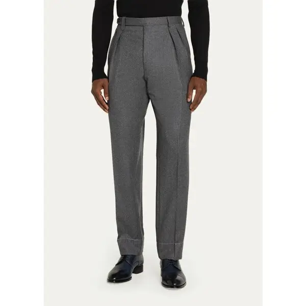 Brioni Elba Wool Flannel Double-pleated Trousers