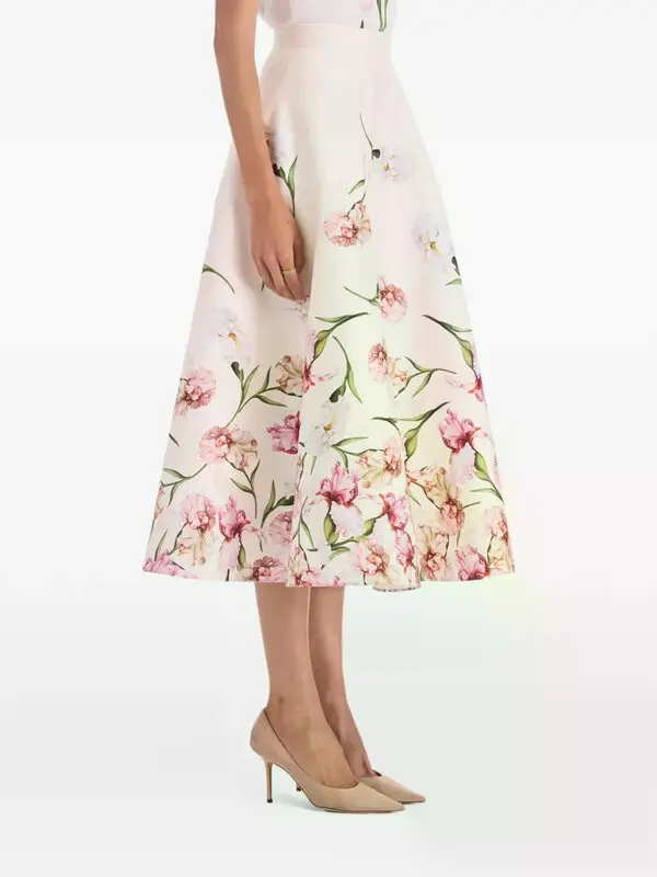 Oscar De La Renta Iris-print A-line Midi Skirt