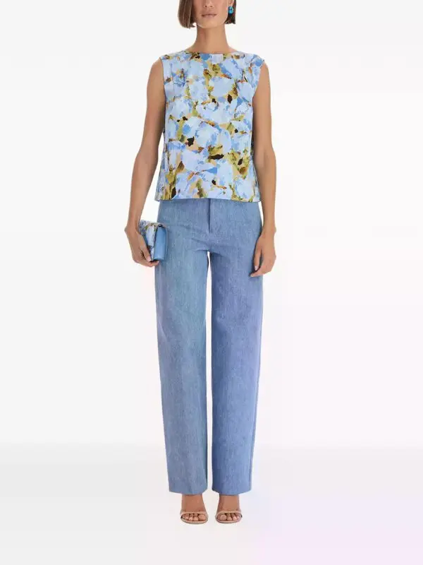 Oscar De La Renta Iris Floral-print Leather Clutch Bag