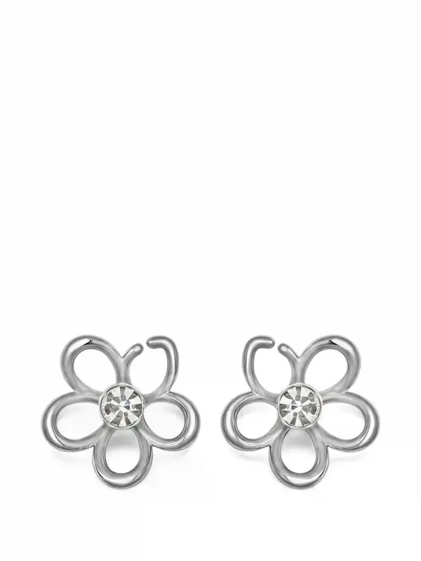 Oscar De La Renta O Flower Crystal Earrings - Silver