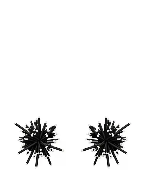 Oscar De La Renta Bugle Bead Firework Stud Earrings - Black