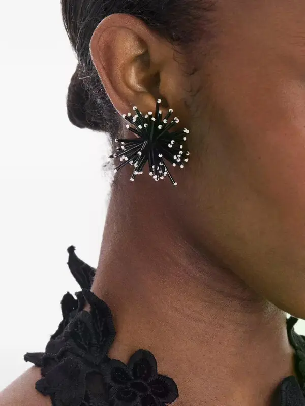 Oscar De La Renta Bugle Bead Firework Stud Earrings