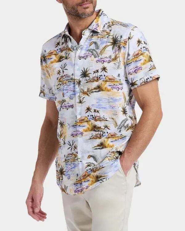 Robert Graham Apos;s Curtis Viscose And Linen Short-sleeve Shirt