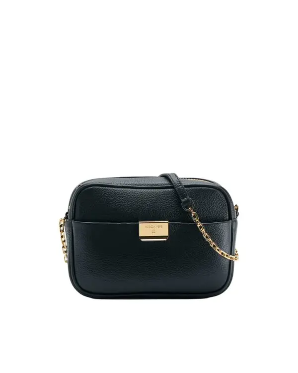 Patrizia Pepe Leather Mini Crossbody Bag With Chain Strap - Nero