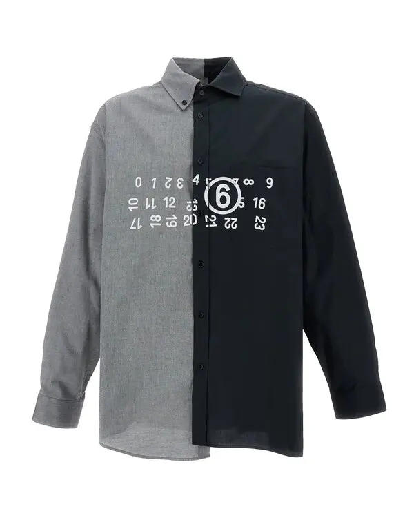 MAISON MARGIELA Split Panel Graphic Button-up Shirt - Black