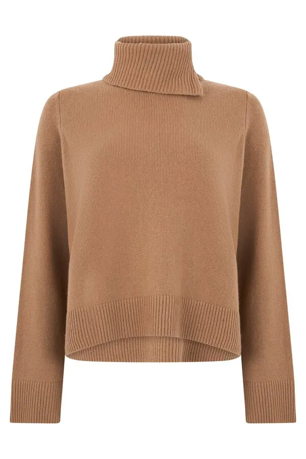 Vince High-collar Mini Pullover Sweater - Camel