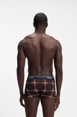 BOSS Three-pack Of Logo-detail Trunks In Stretch Cotton