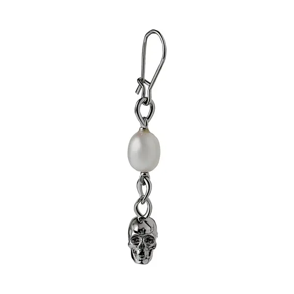 TAMA TOKYO Mujo Sterling Skull And Pearl Drop Earring