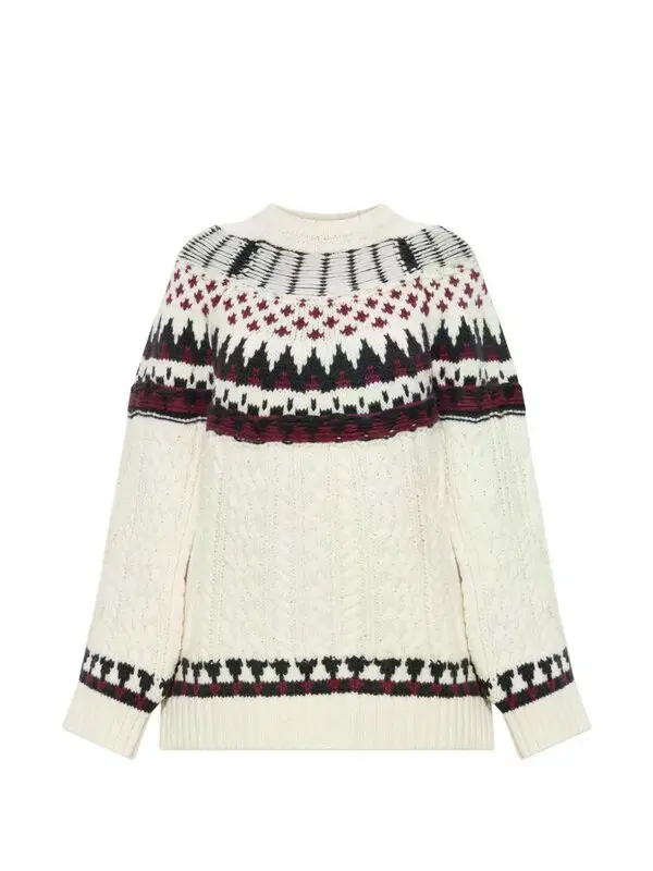 AKEP Fair Isle Cable-knit Sweater