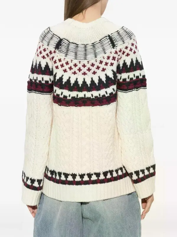 AKEP Fair Isle Cable-knit Sweater