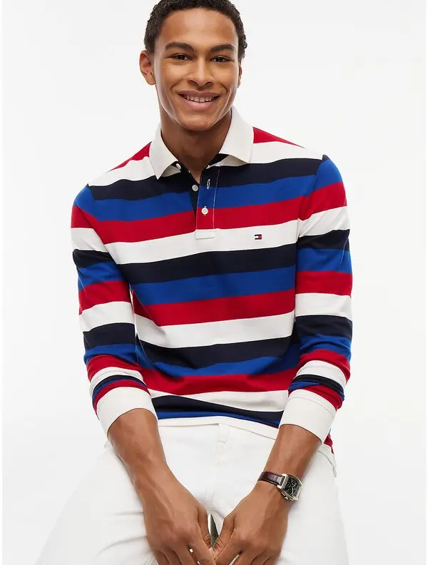 Tommy Hilfiger Regular Fit Rugby Stripe Pique Polo
