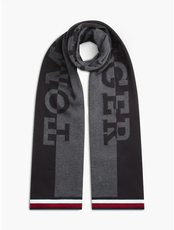 Tommy Hilfiger Intarsia Tommy Logo Scarf - Black/multi