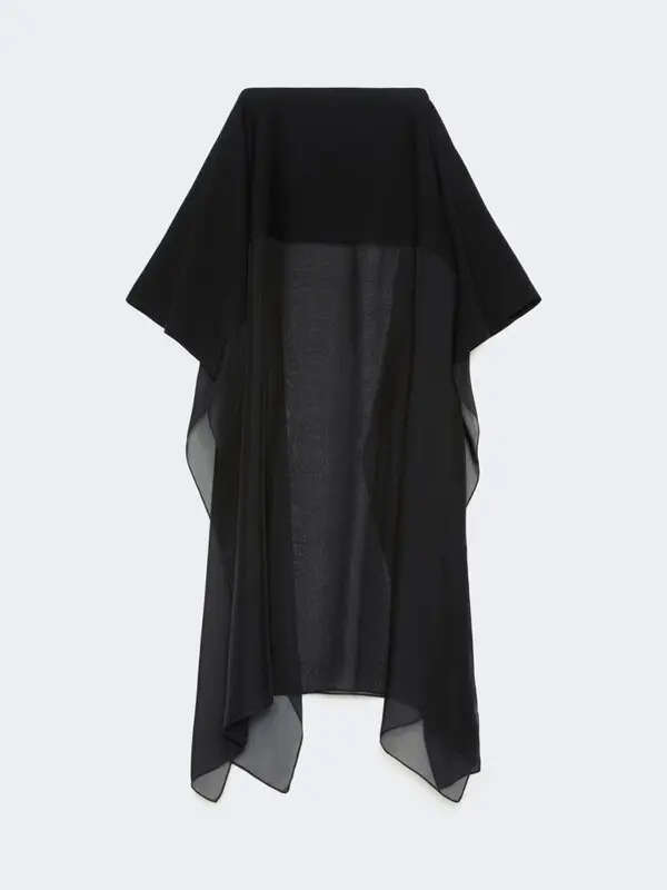 Max Mara Long Knit Fabric And Silk Georgette Skirt - Black