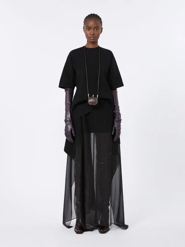 Max Mara Long Knit Fabric And Silk Georgette Skirt