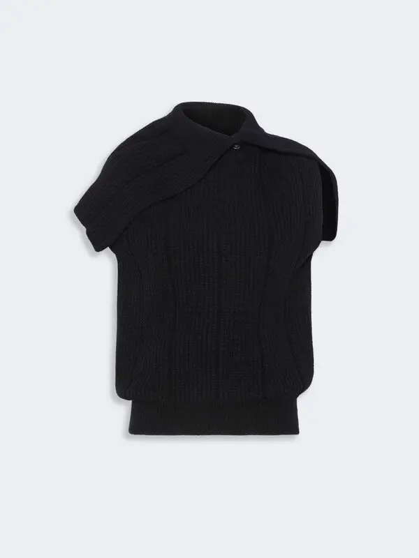 Max Mara Sleeveless Stretch Wool Sweater - Black