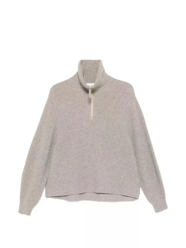 FTC Quarter-zip Ribbed-knit Sweater - Neutrals