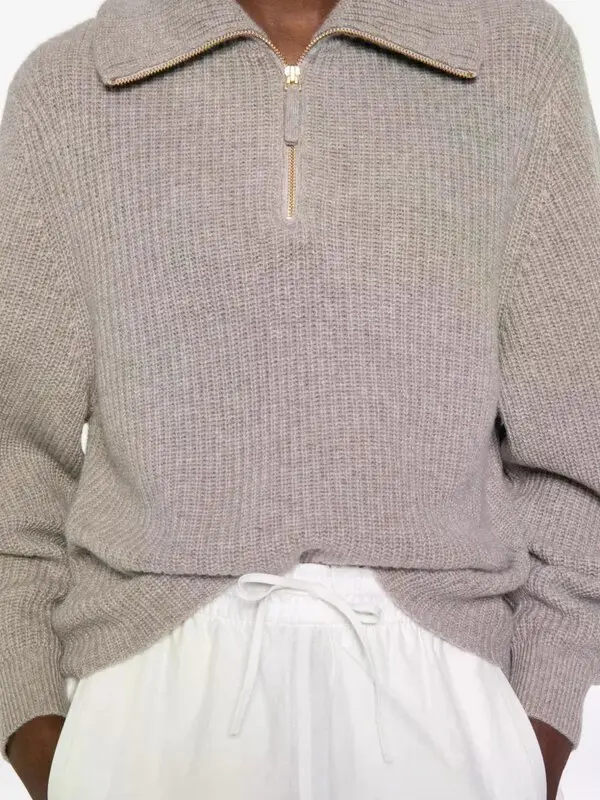 FTC Quarter-zip Ribbed-knit Sweater - Neutrals