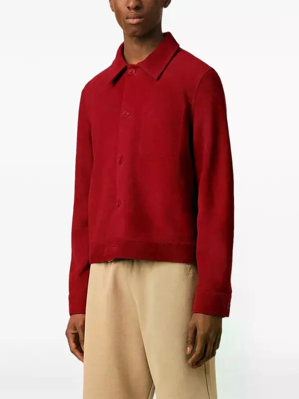 AMI Paris Suede Leather Jacket With Embossed De Coeur