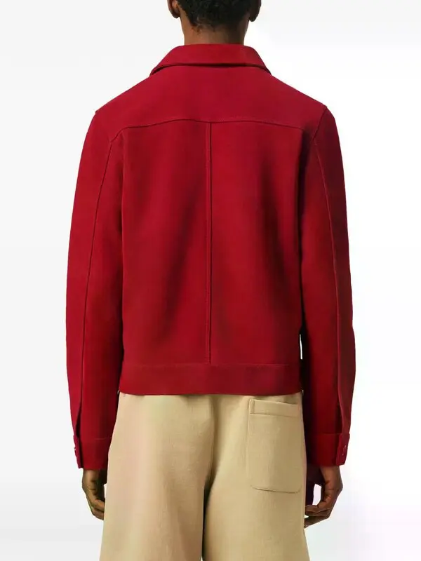 AMI Paris Suede Leather Jacket With Embossed De Coeur
