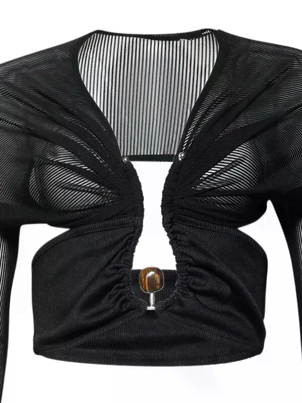 Christopher Esber Orbit Sheer Rib Crop Top - Black