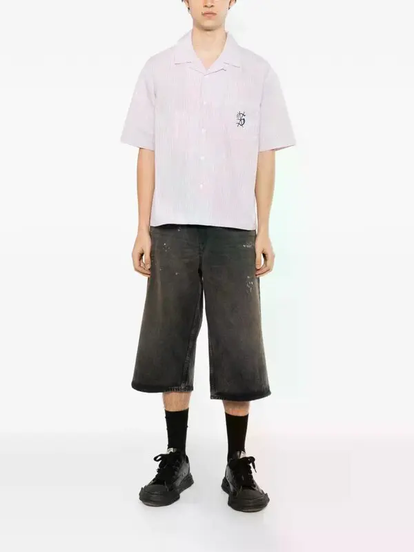 Ksubi Vertical-stripe Logo-embroidered Shirt