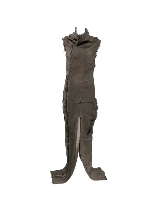 Rick Owens Distressed-effect Panelled Dress - Grey