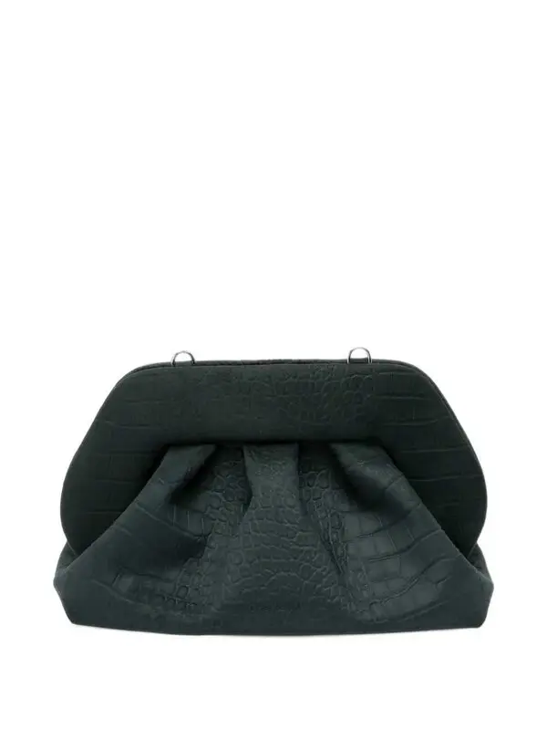 THEMOIRE Bios Medium Bag Suede With Croc Effect - Green