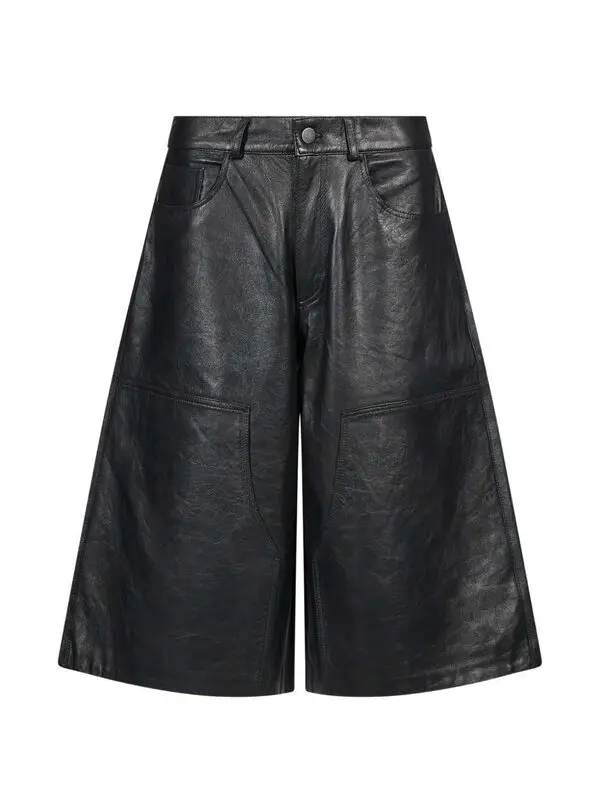 HAIKURE Legacy Wide-leg Leather Shorts - Black