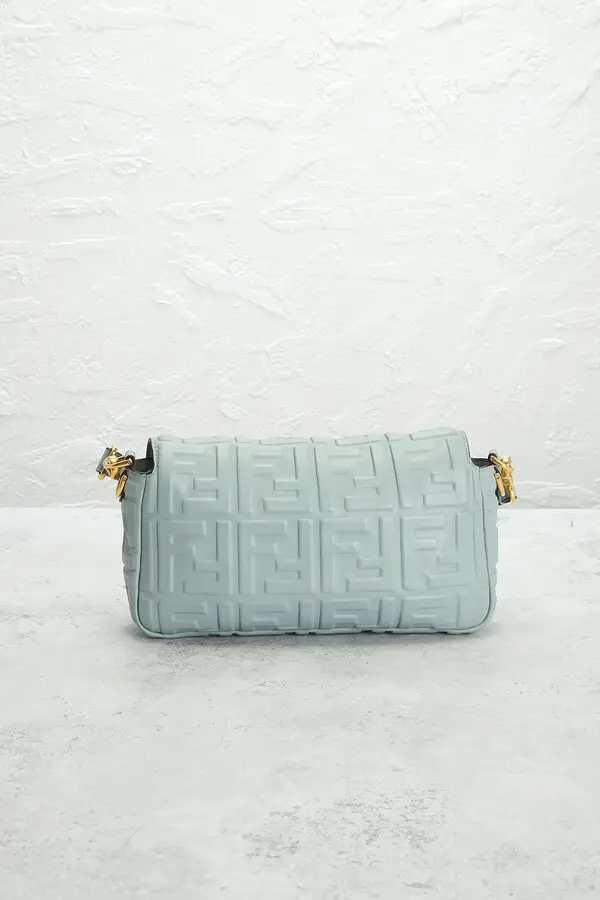 Fendi Ff Embossed Midi Chain Baguette Shoulder Bag