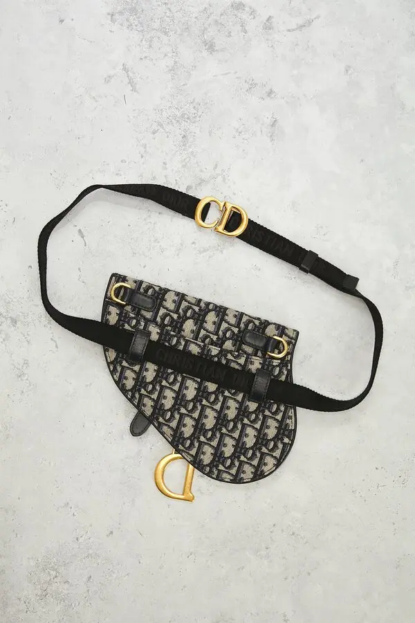 Dior Oblique Saddle Belt Bag In Navy