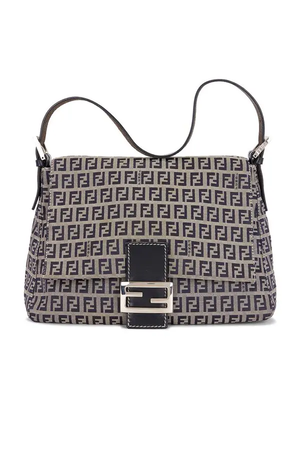 Fendi Zucchino Mama Baguette Shoulder Bag - Blue