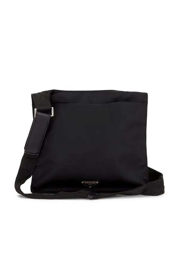 Prada Tessuto Flat Messenger Bag - Black