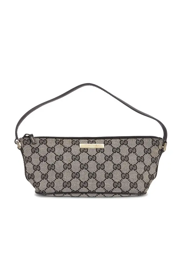 Gucci Gg Boat Pochette Shoulder Bag In Grey - Black