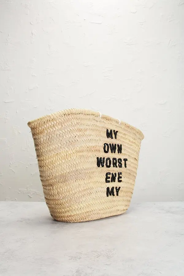 Celine X David Kramer Raffia Panier Tote Bag