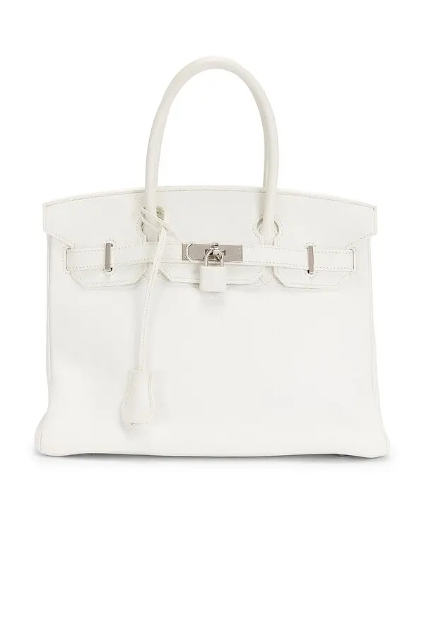 Hermès Taurillon Clemence Birkin 30 Retourne Handbag In White
